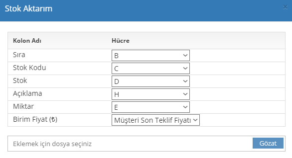 Teklif Modülünde Excel Aktar Özelliği Nasıl Kullanılır?